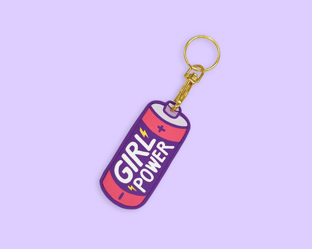 Girl Power Keyring - Vegan Faux Leather Bag Charm Feminist Colorful ...