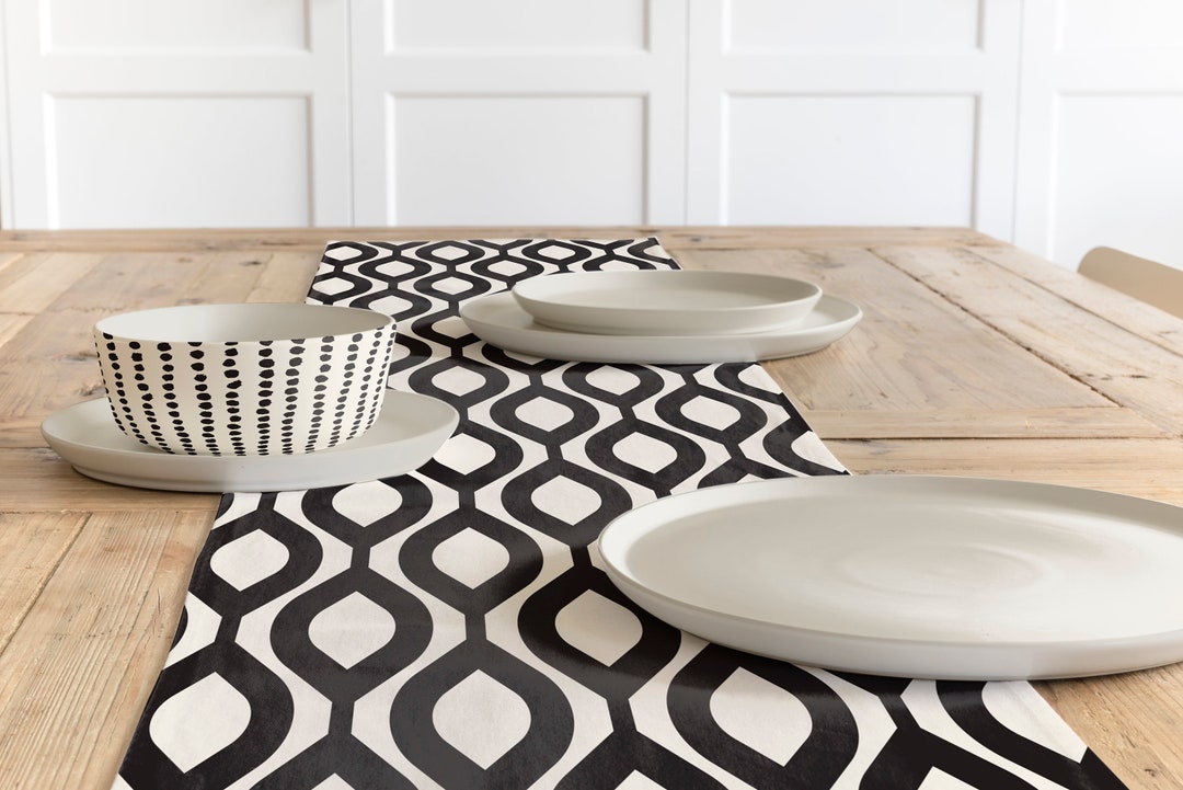 Modern Table Runner, Mid Century Modern Table Runner, Cotton Twill ...