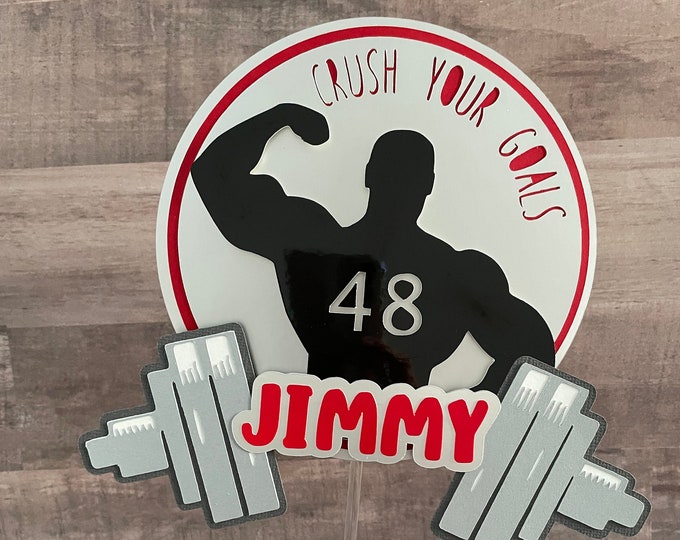 Custom Dumbbell Banner, Fitness Party Decor, Weightlifter Birthday ...