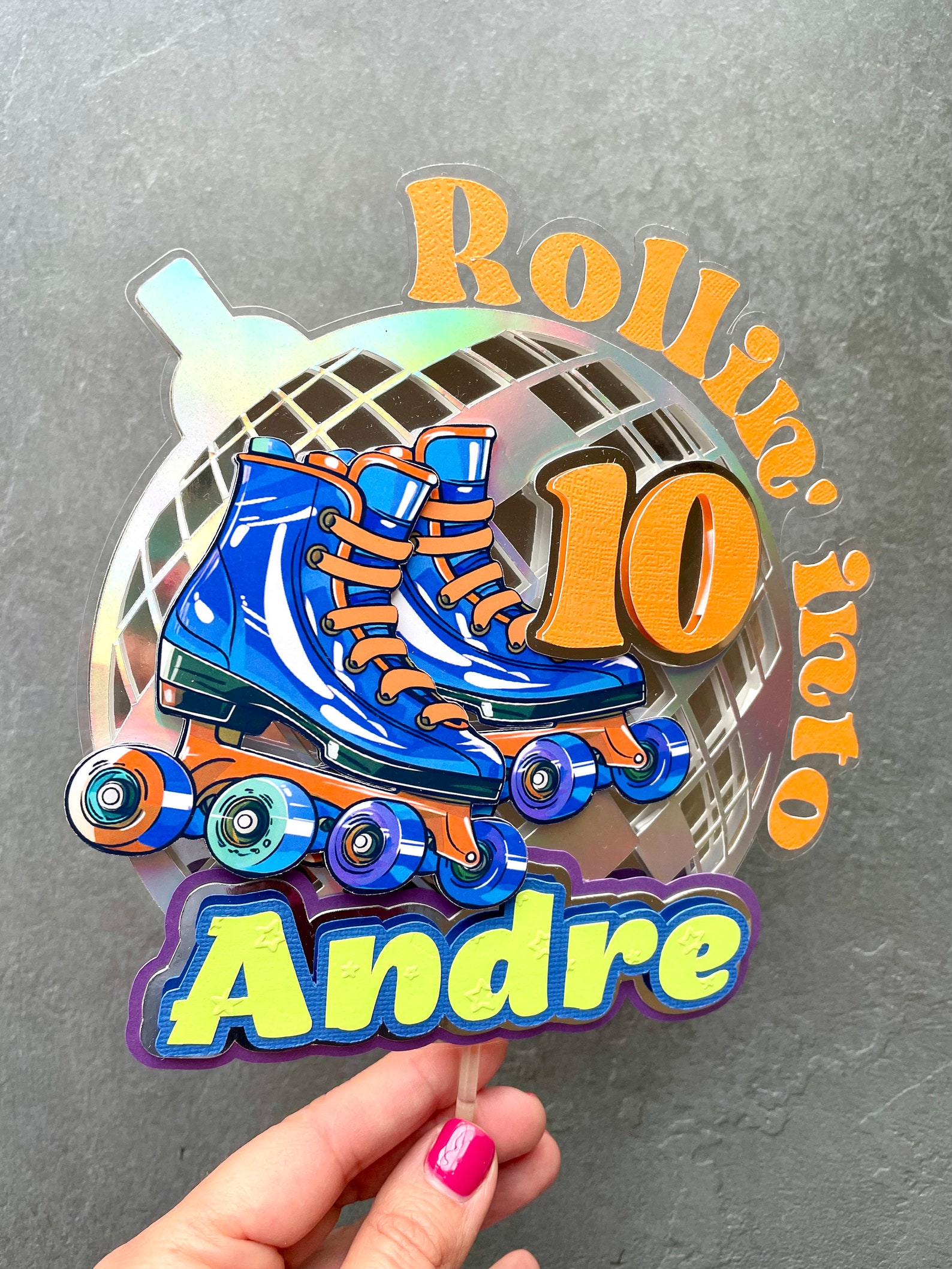 Custom Retro Roller Skating Disco Ball Cake Topper - Etsy