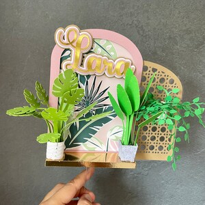 Houseplants Botanical Garden Birthday Cake Topper, Faux Rattan Cane ...