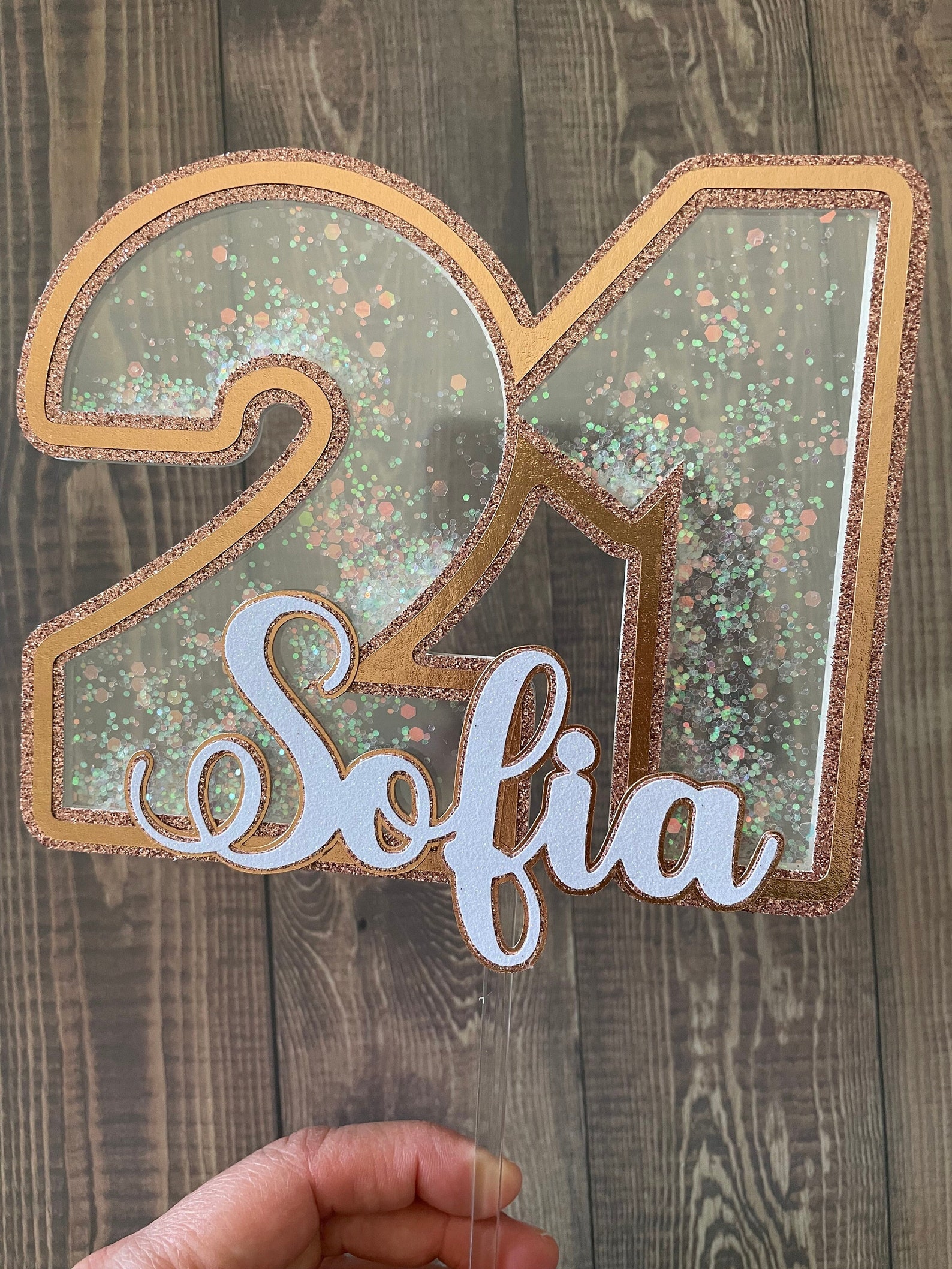 Rose Gold Age Number Shaker Cake Topper Floating Number Cake - Etsy