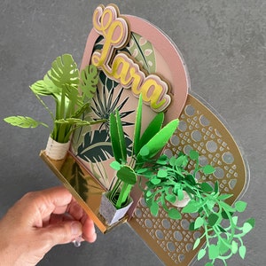 Houseplants Botanical Garden Birthday Cake Topper, Faux Rattan Cane ...