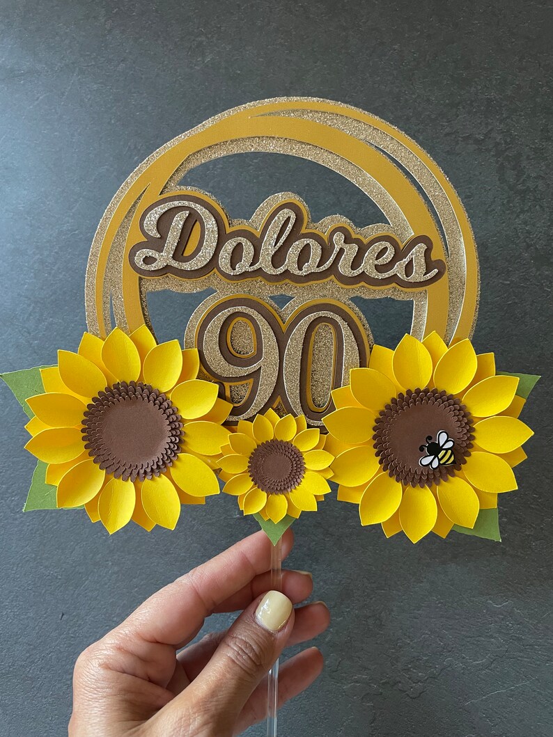 Custom Sunflower Birthday Cake Topper, Sunflower Birthday, Sunflower ...