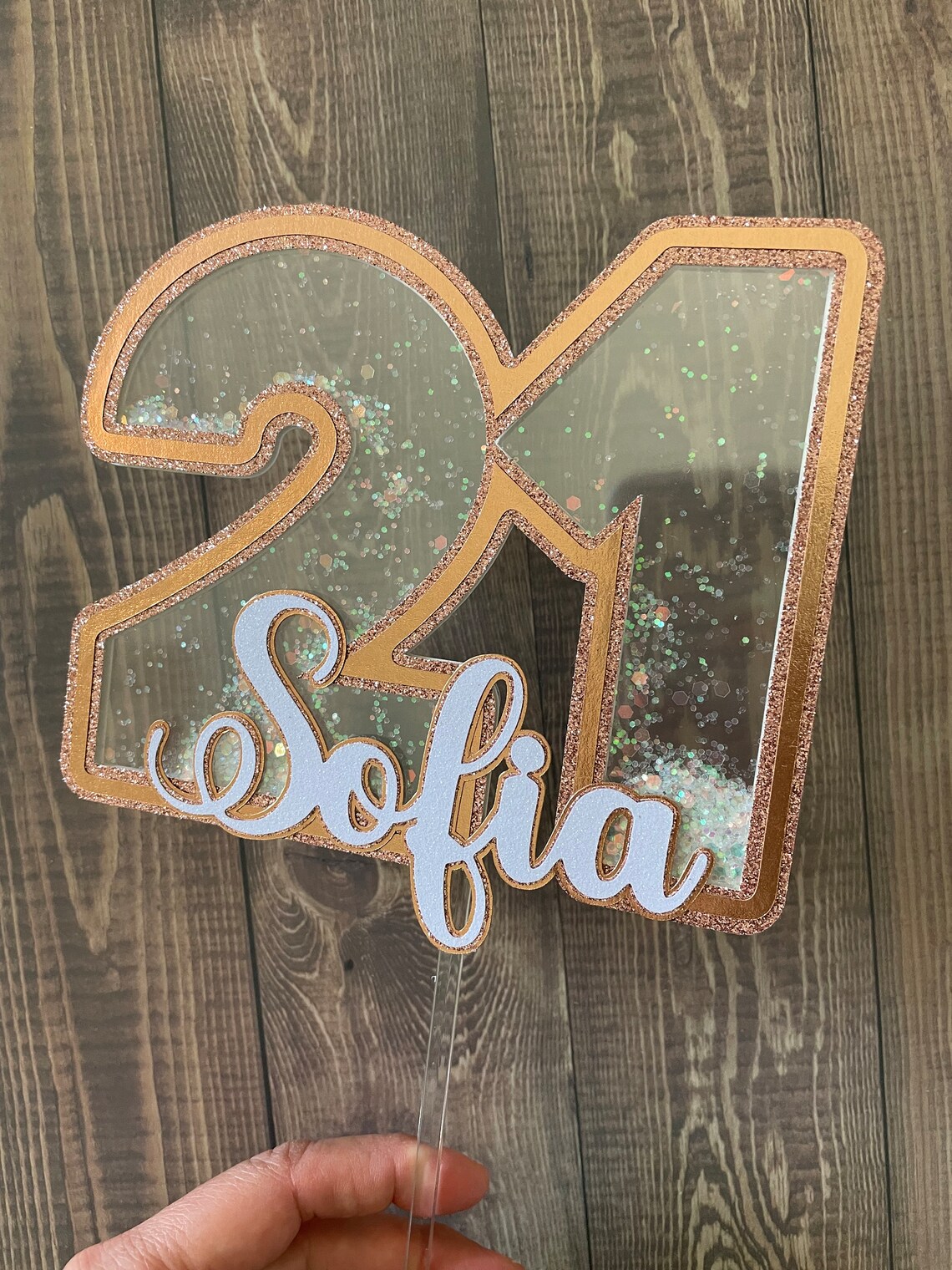 Rose Gold Age Number Shaker Cake Topper Floating Number Cake - Etsy