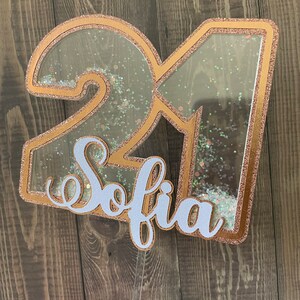 Rose Gold Age Number Shaker Cake Topper, Floating Number Cake Topper ...
