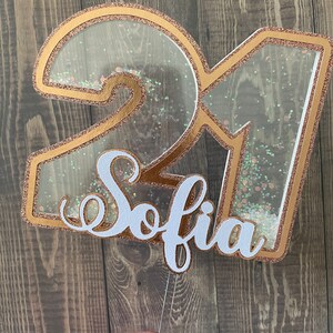 Rose Gold Age Number Shaker Cake Topper, Floating Number Cake Topper ...