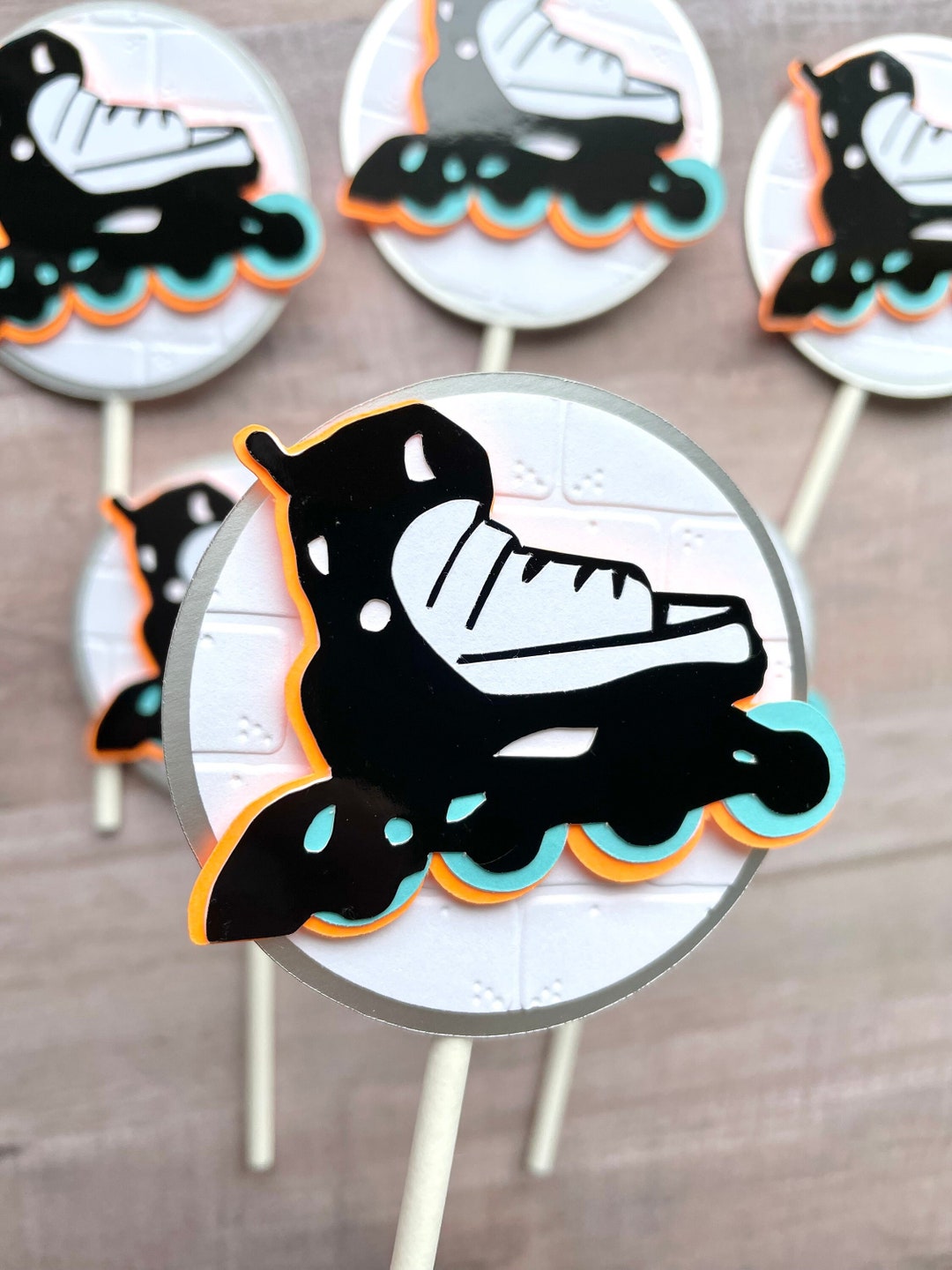 6 Rollerblades Cupcake Toppers, Rollerblading Birthday, Inline Skates ...