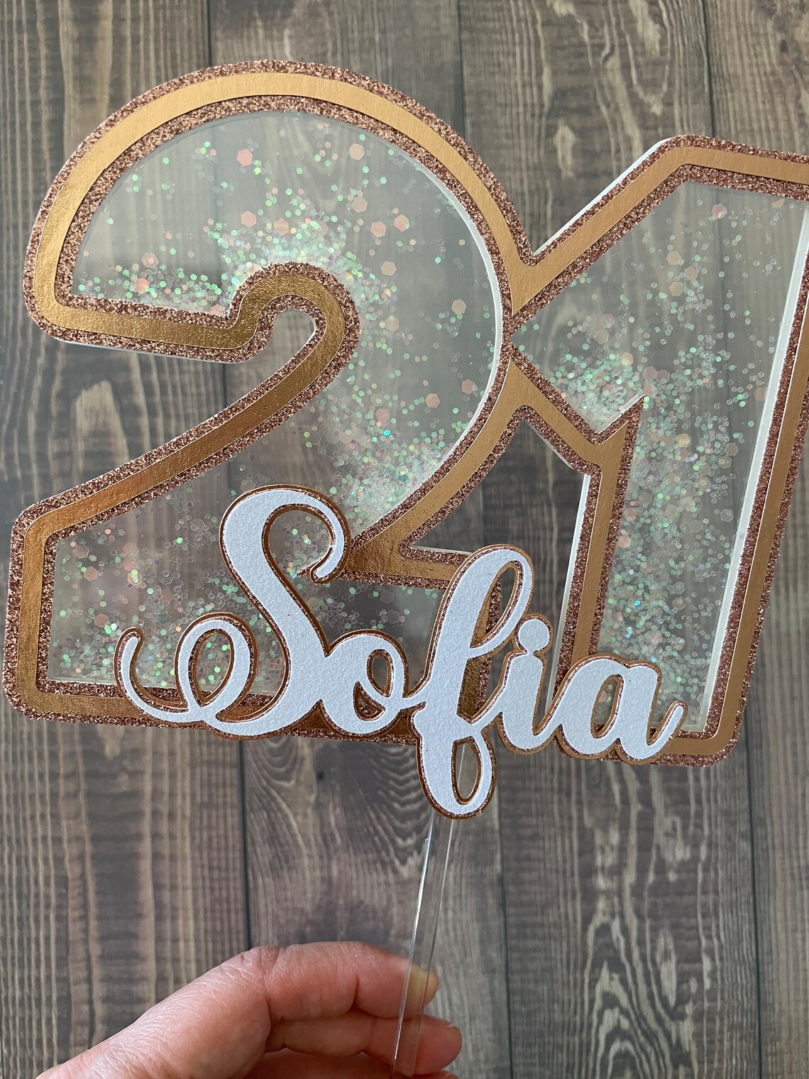 Rose Gold Age Number Shaker Cake Topper Floating Number Cake - Etsy