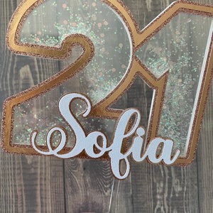 Rose Gold Age Number Shaker Cake Topper, Floating Number Cake Topper ...