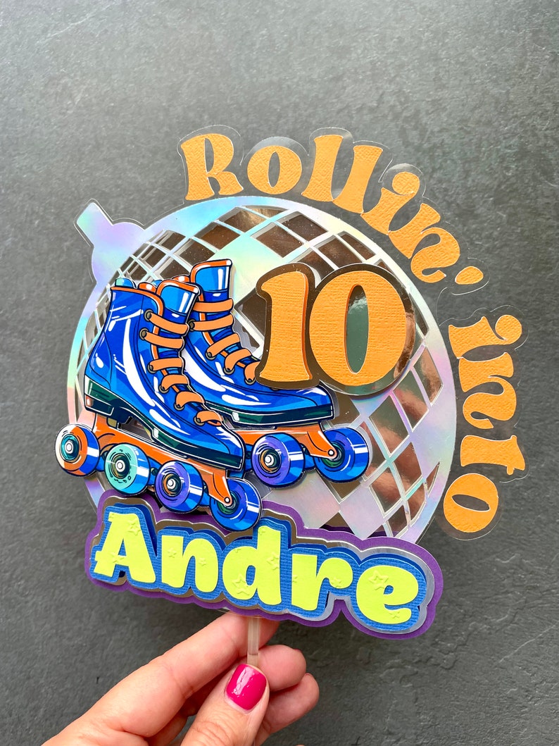 Custom Retro Roller Skating Disco Ball Cake Topper - Etsy