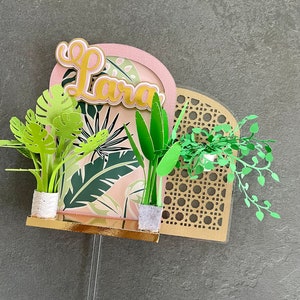 Houseplants Botanical Garden Birthday Cake Topper, Faux Rattan Cane ...