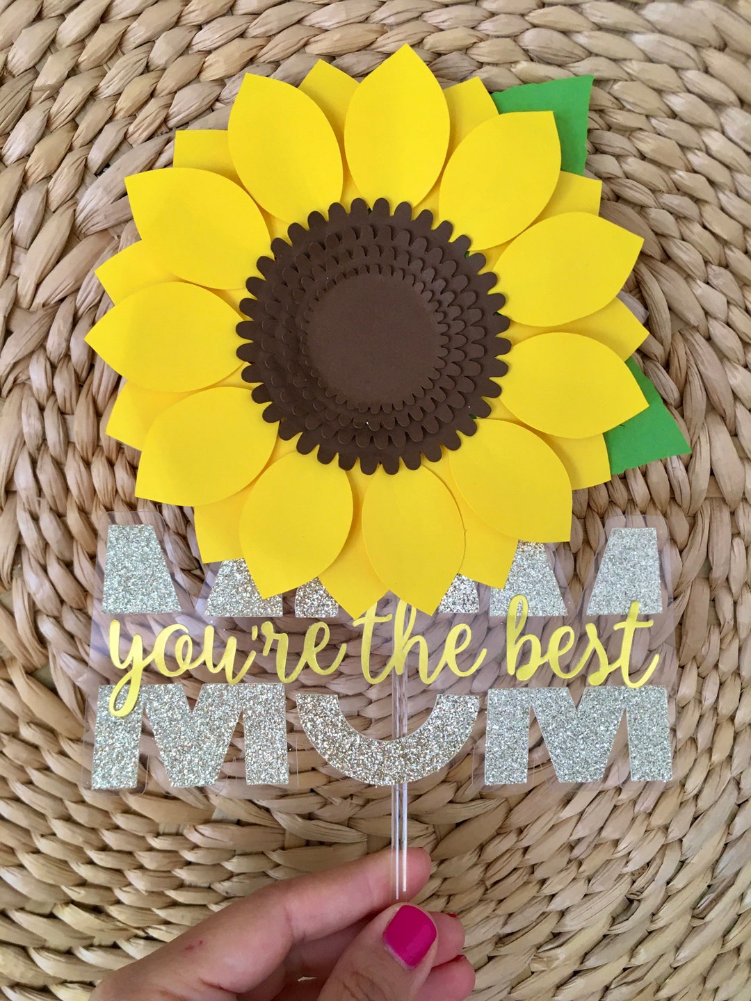 Mother's Best Mom Sunflower Centerpiece Topper, Mother's Day Gift ...