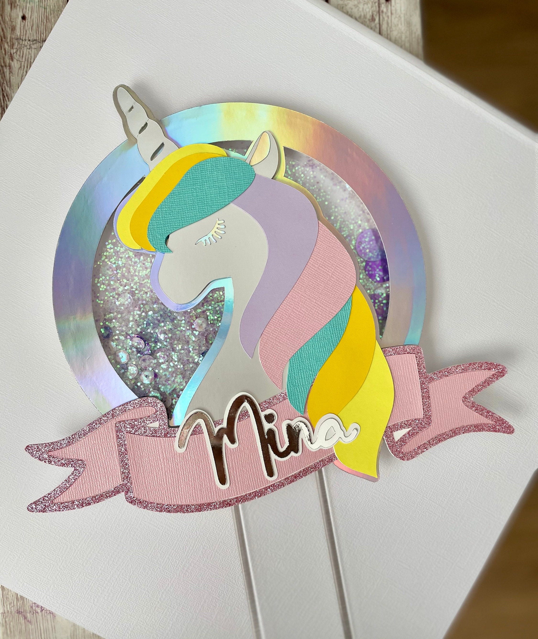 Unicorn Birthday Shaker Cake Topper Unicorn Rainbow Party - Etsy