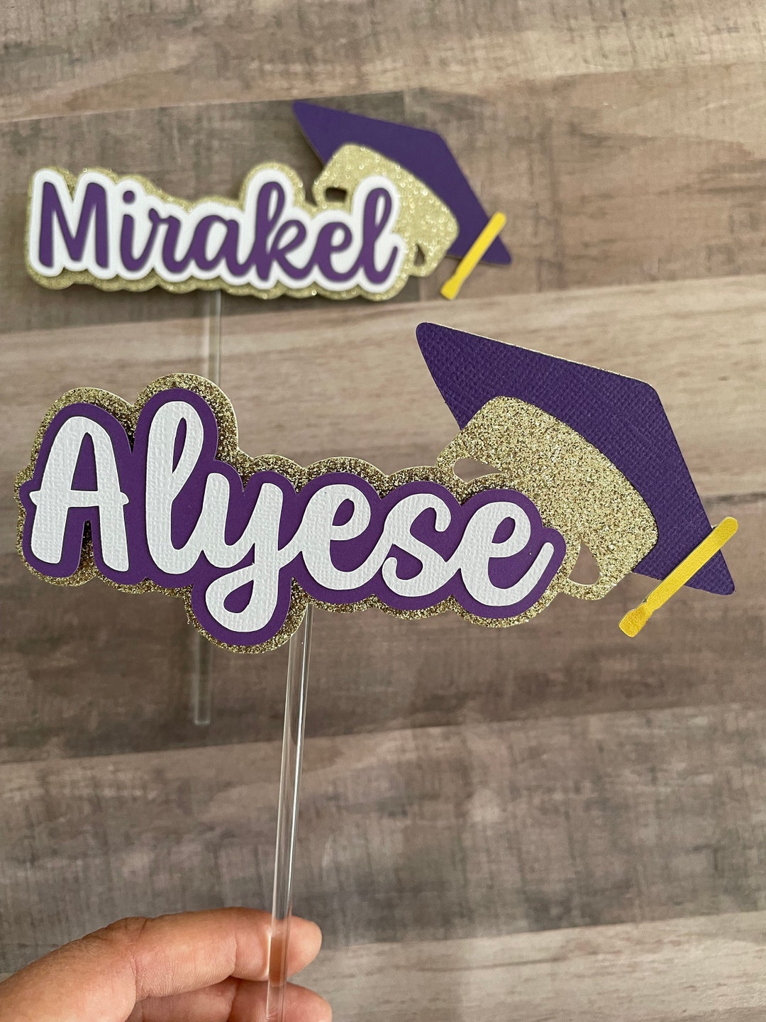 6 Graduation Name Cupcake Toppers, Diploma Topper, Graduation Cap ...