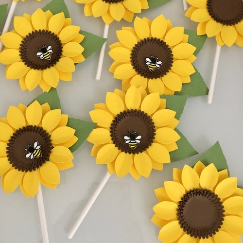 Sunflower Cupcake Toppers - Etsy