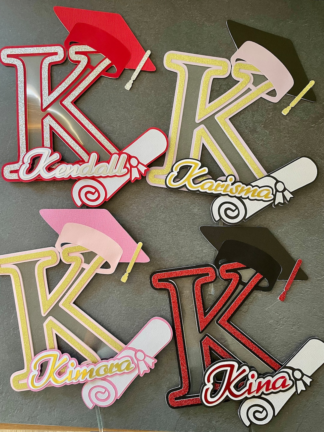 Custom Graduation Floating Letter, Name Cake Topper, Graduation ...