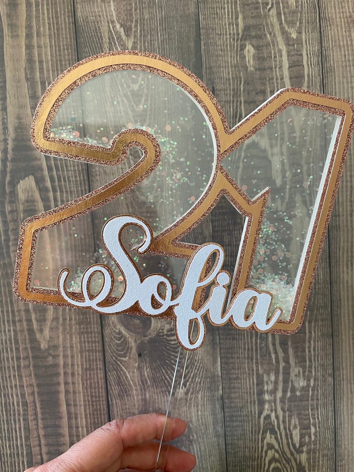 Rose Gold Age Number Shaker Cake Topper Floating Number Cake - Etsy