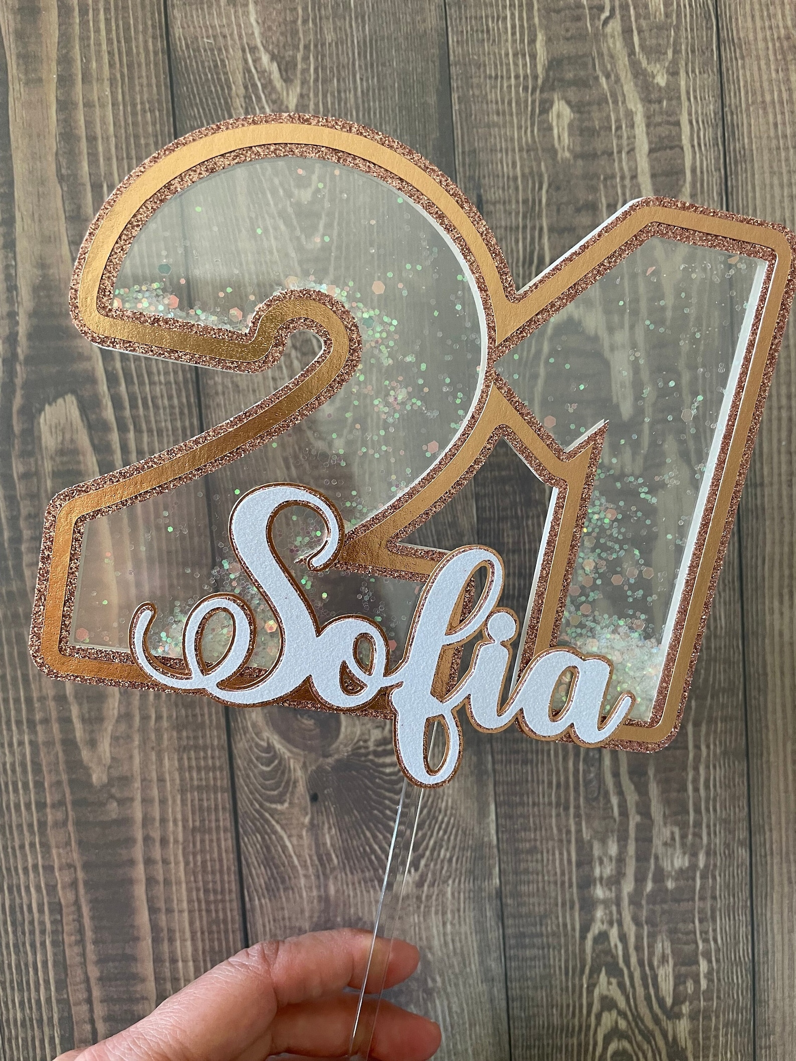 Rose Gold Age Number Shaker Cake Topper Floating Number Cake - Etsy
