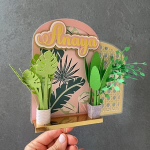 Houseplants Botanical Garden Birthday Cake Topper, Faux Rattan Cane ...