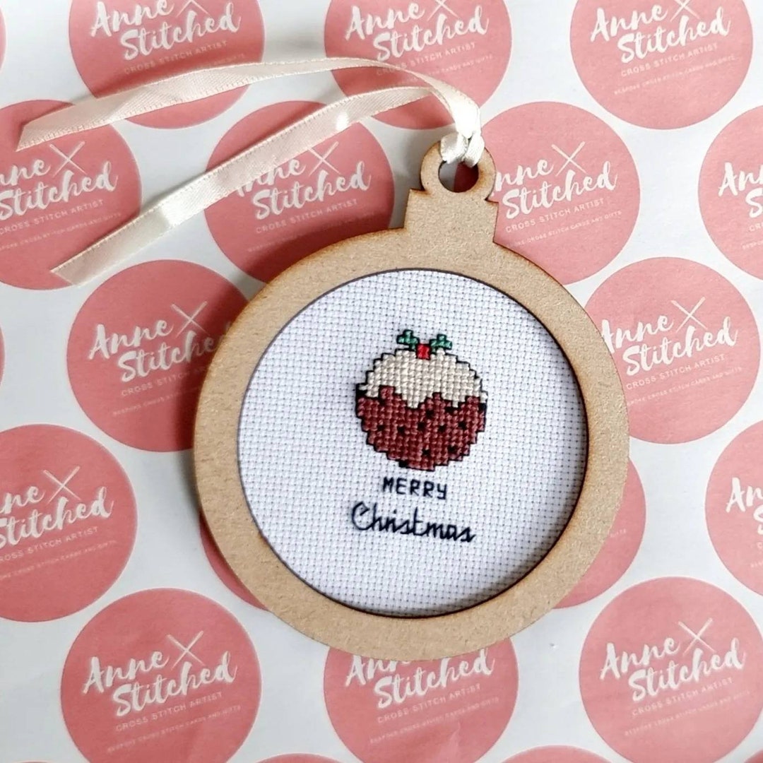 Cross Stitch Christmas Pudding Tree Decoration. Christmas Tree ...