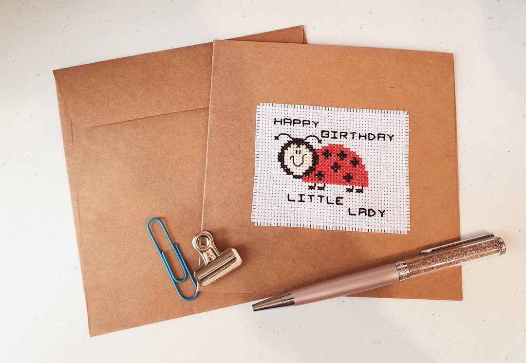 Happy Birthday. Birthday Card. Ladybird Card. Handstitched Card. Happy ...