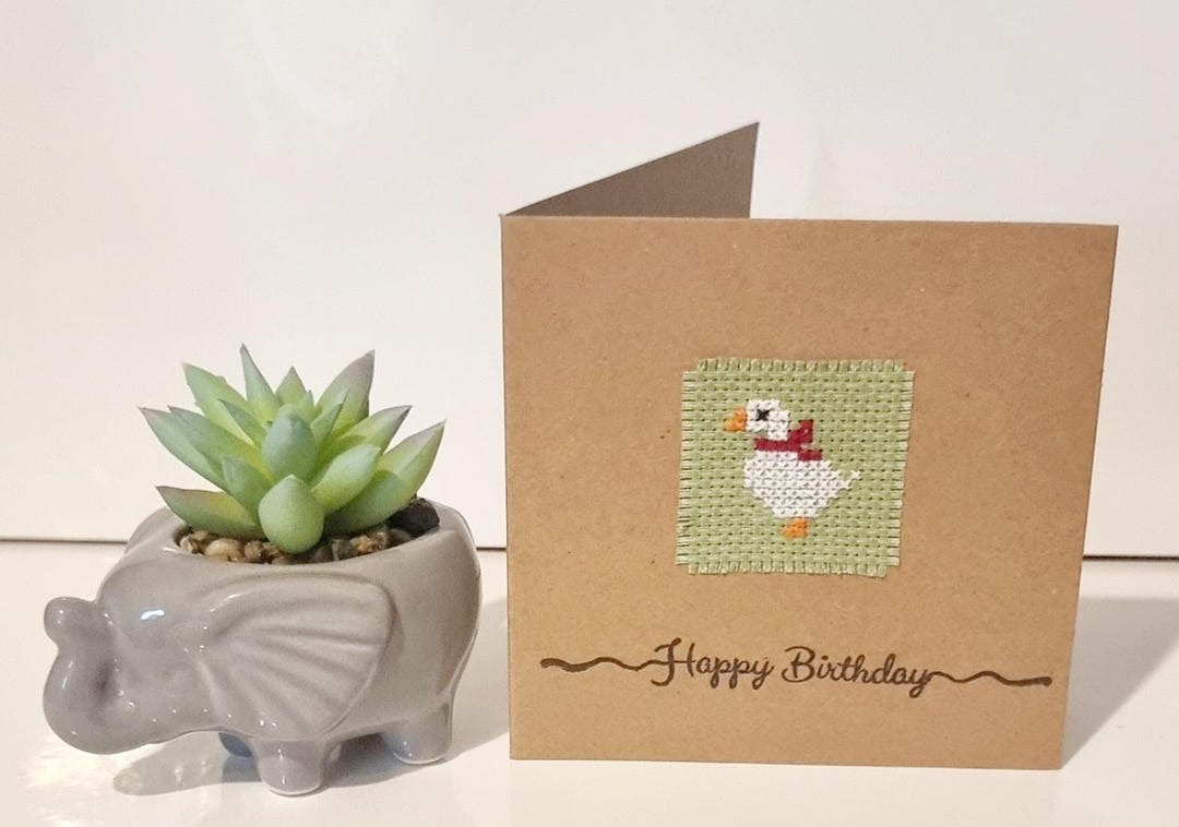 Goose Birthday Card, Silly Goose Birthday Card, Completed Cross Stitch ...