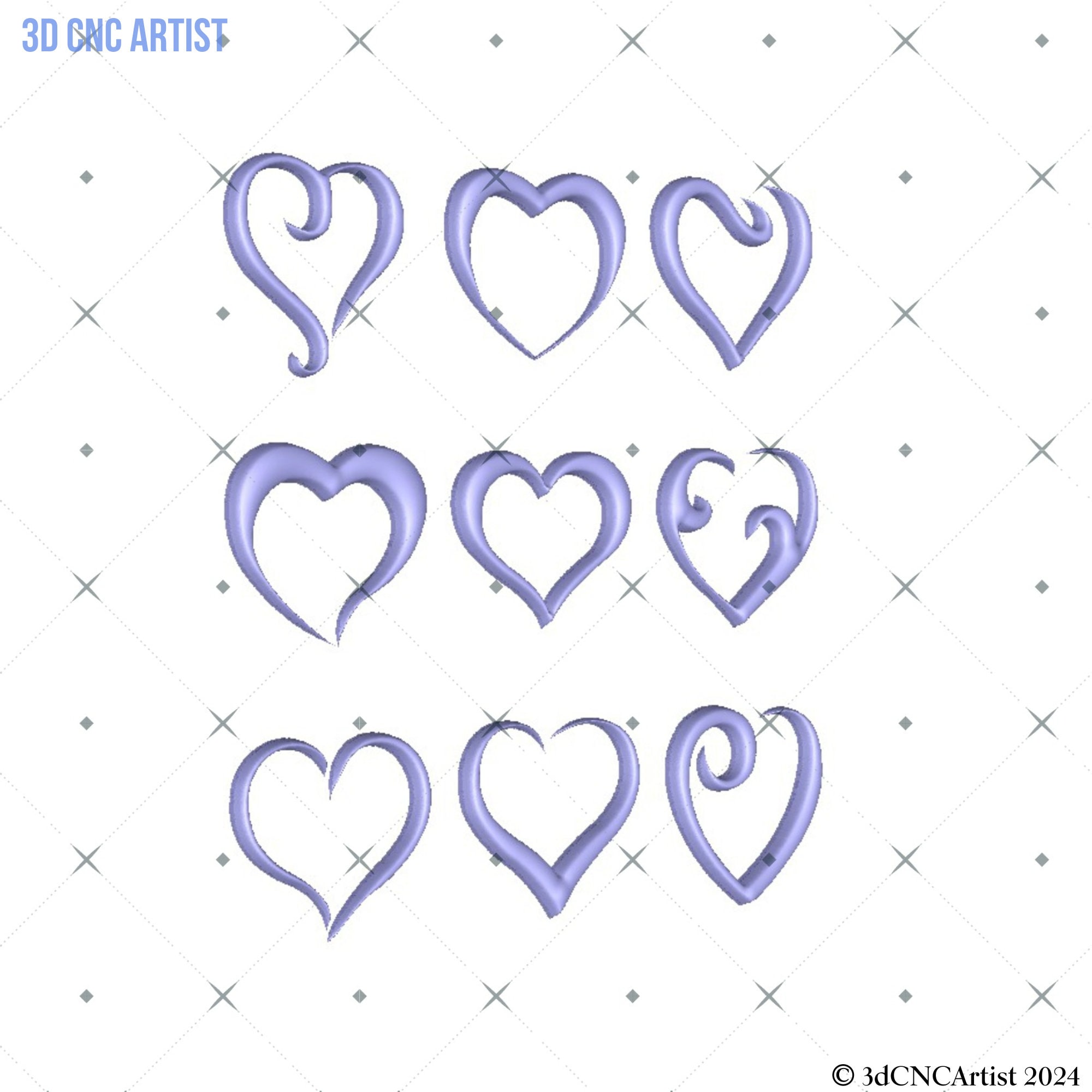 Heart Elements STL File for 3d Printing, Laser, CNC Router 3D Printable ...