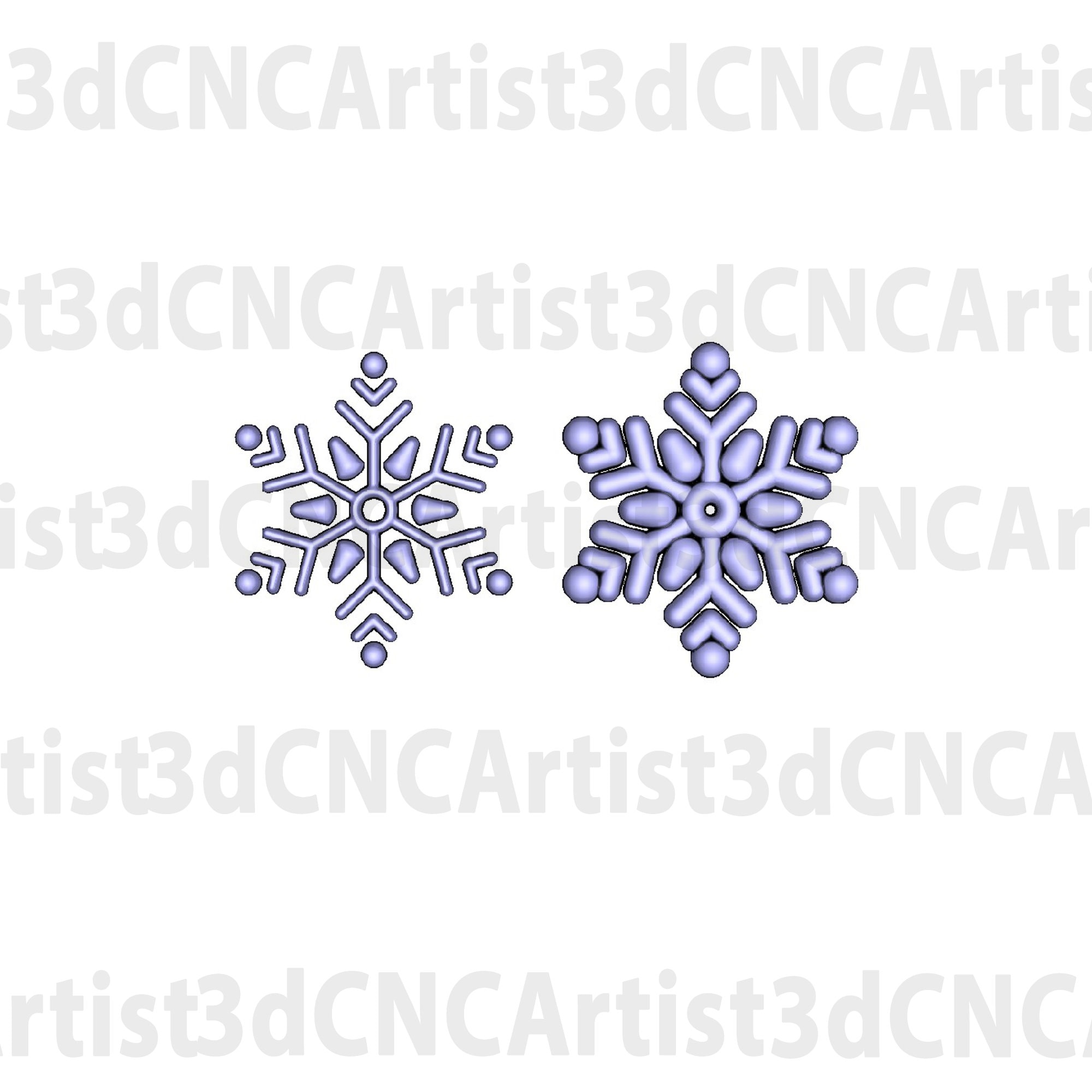 Snowflakes 5 Designs - STL File for 3d Printing - Laser CNC Router - 3D ...