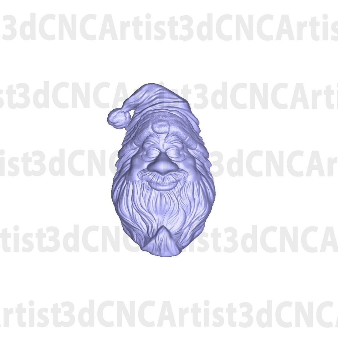 Santa Claus Face STL File for 3d Printing - Laser CNC Router - 3D ...