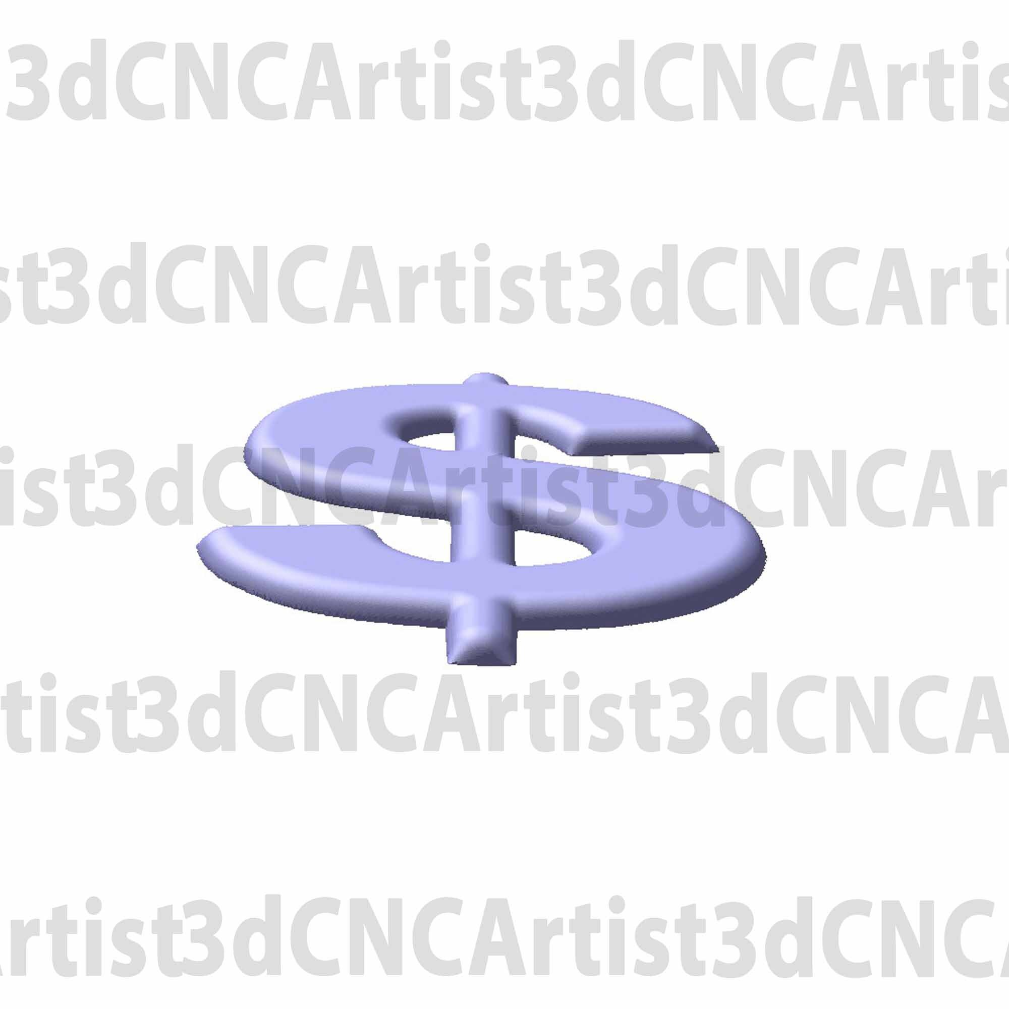 Archivo STL de signo de dólar para impresión 3D, láser, enrutador CNC ...