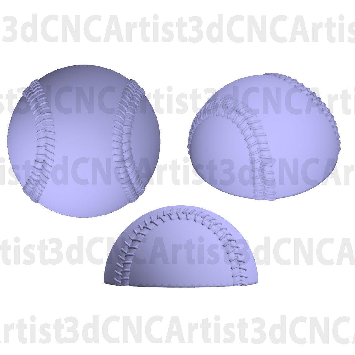 Baseball Half STL File for 3d Printing, Laser, CNC Router - 3D ...