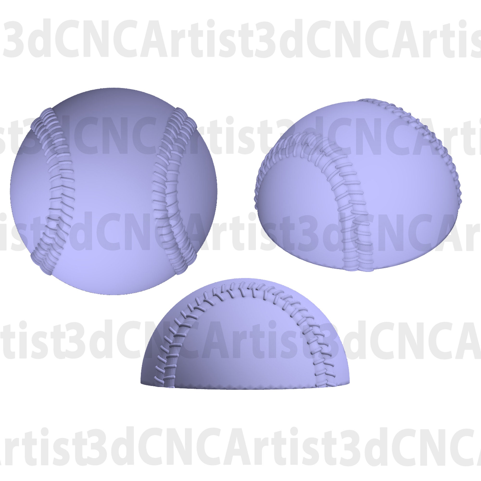 Baseball Half STL File for 3d Printing, Laser, CNC Router - 3D ...