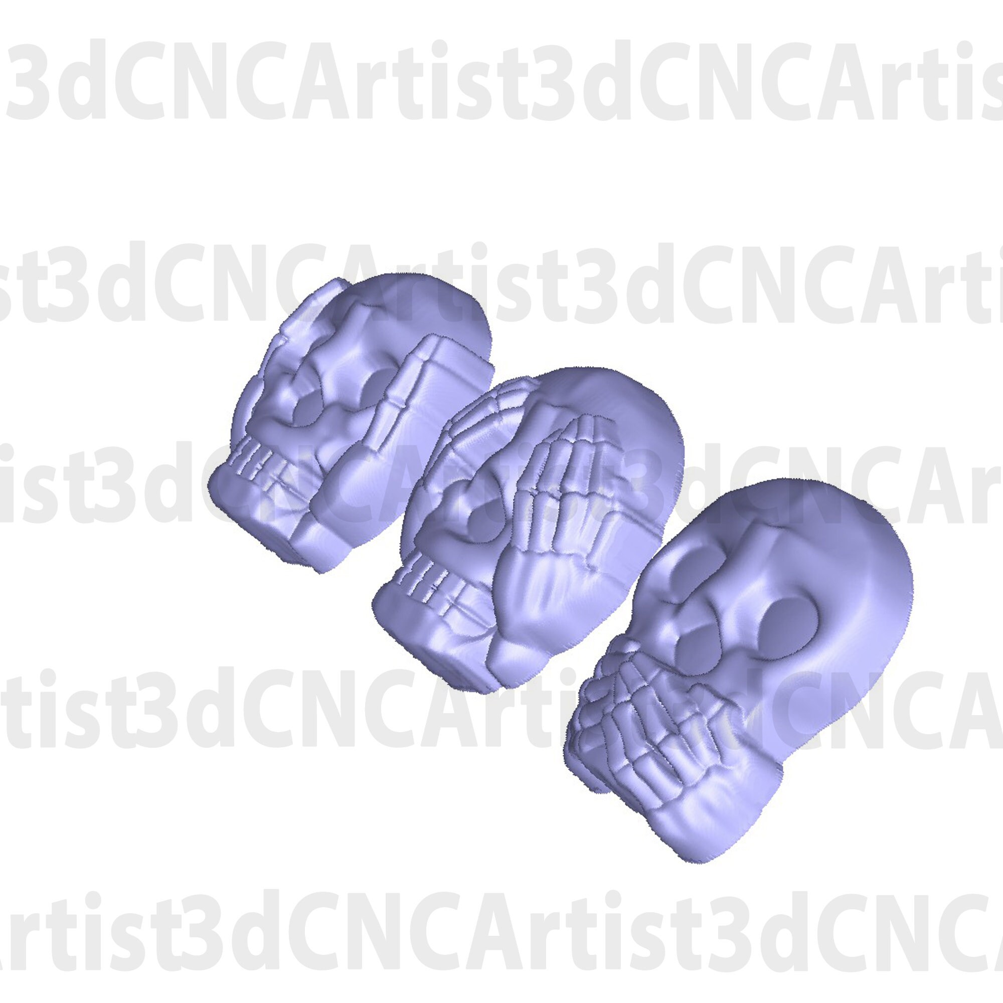 3 Wise Skulls STL File for 3d Printing - Laser CNC Router - 3D ...
