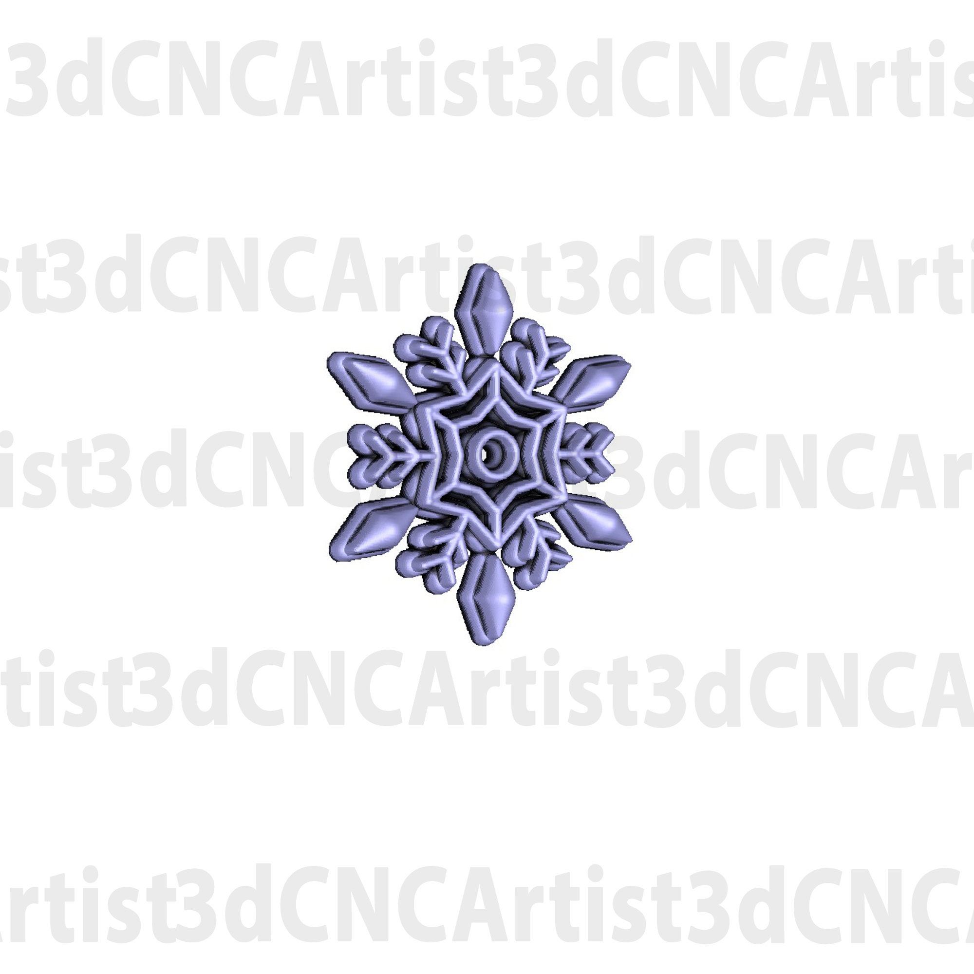 Snowflakes 5 Designs STL File for 3d Printing Laser CNC Router 3D ...