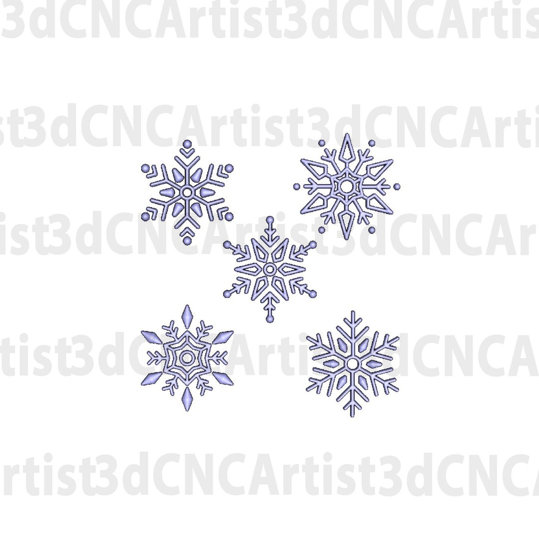 Snowflakes 5 Designs - STL File for 3d Printing - Laser CNC Router - 3D ...