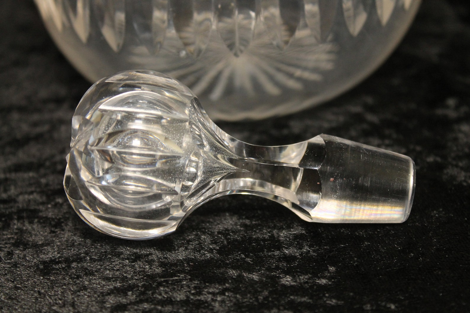 Antique Late 19th Century Shaft and Globe Slice Cut Glass Wine Decanter ...