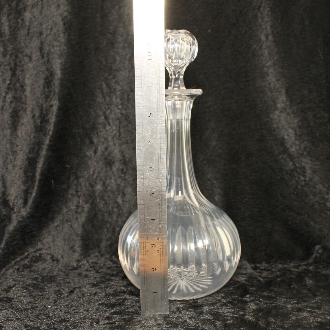 Antique Late 19th Century Shaft and Globe Slice Cut Glass Wine Decanter ...