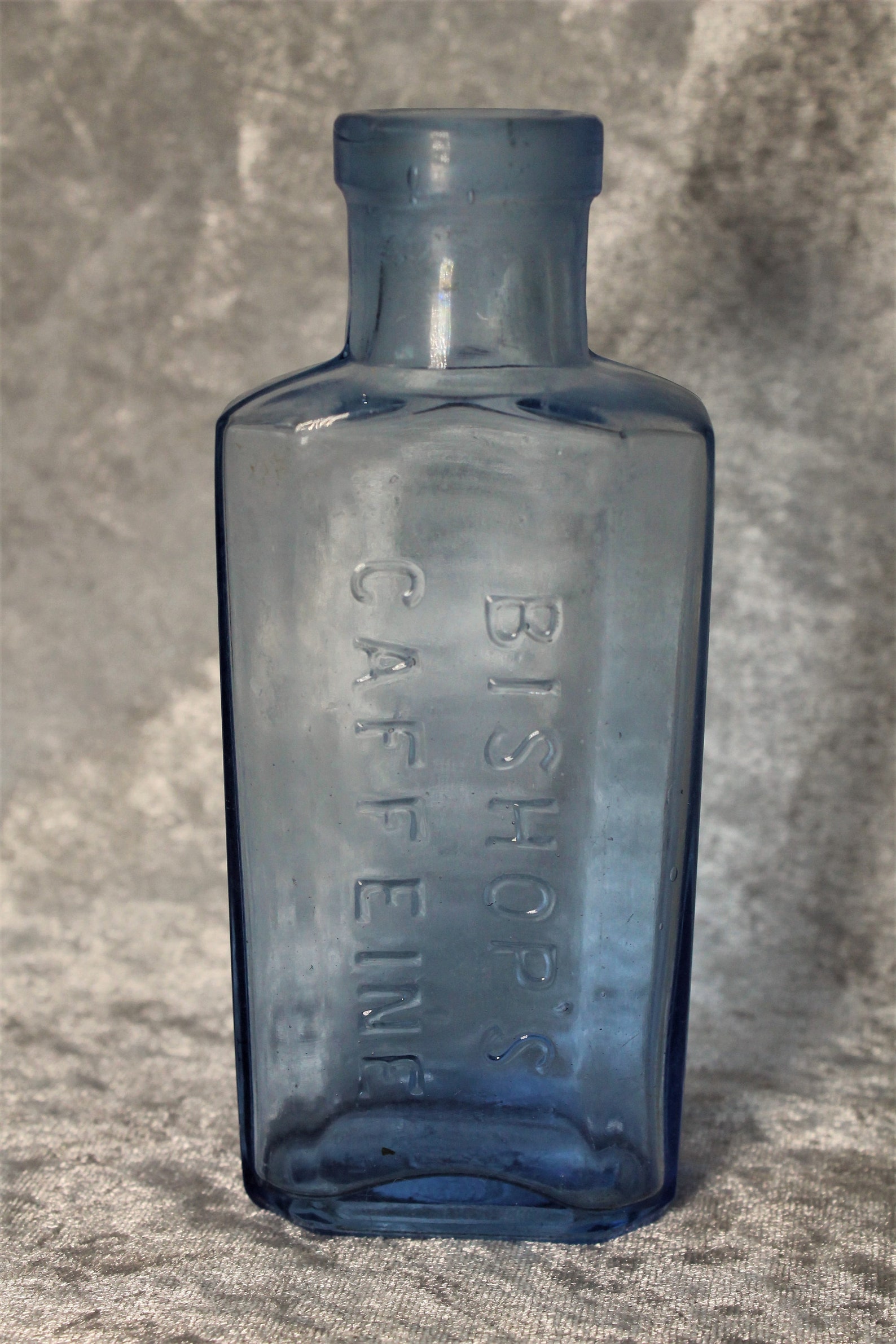 Antique Ice Blue Embossed Glass Bottle Victorian Edwardian Early 20th ...