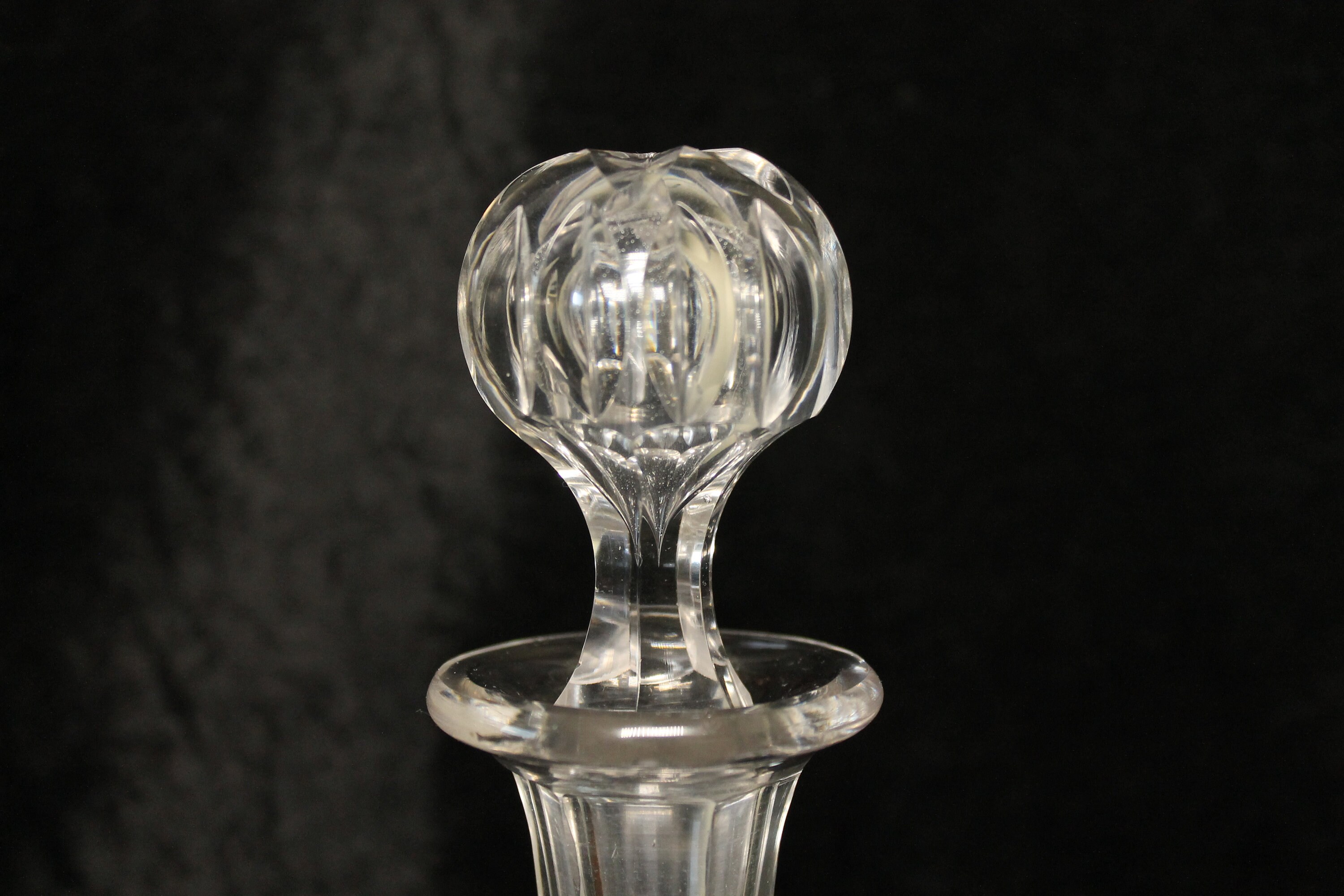 Antique Late 19th Century Shaft and Globe Slice Cut Glass Wine Decanter ...