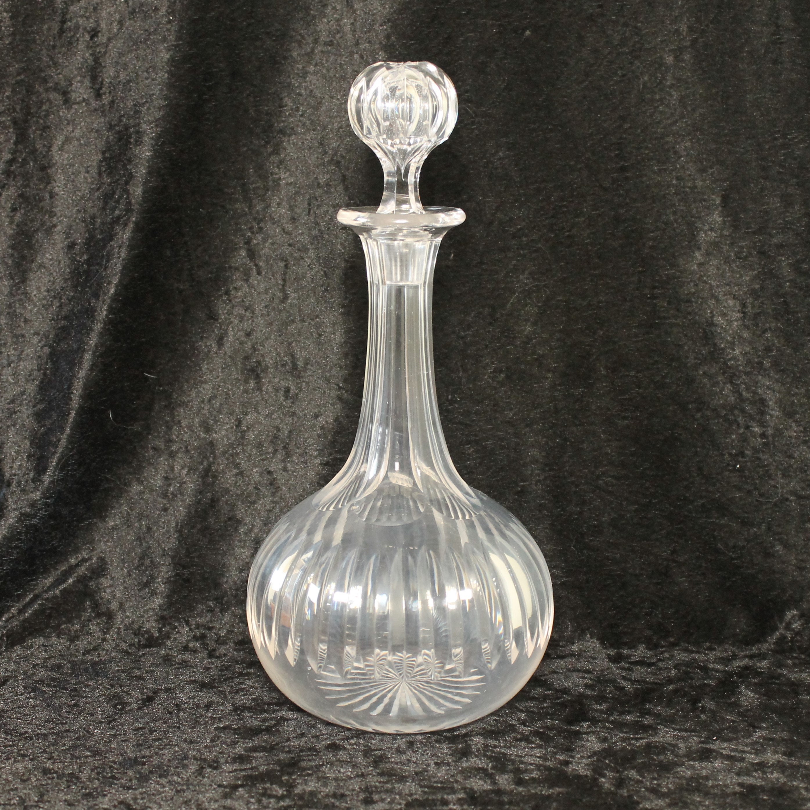 Antique Late 19th Century Shaft and Globe Slice Cut Glass Wine Decanter ...
