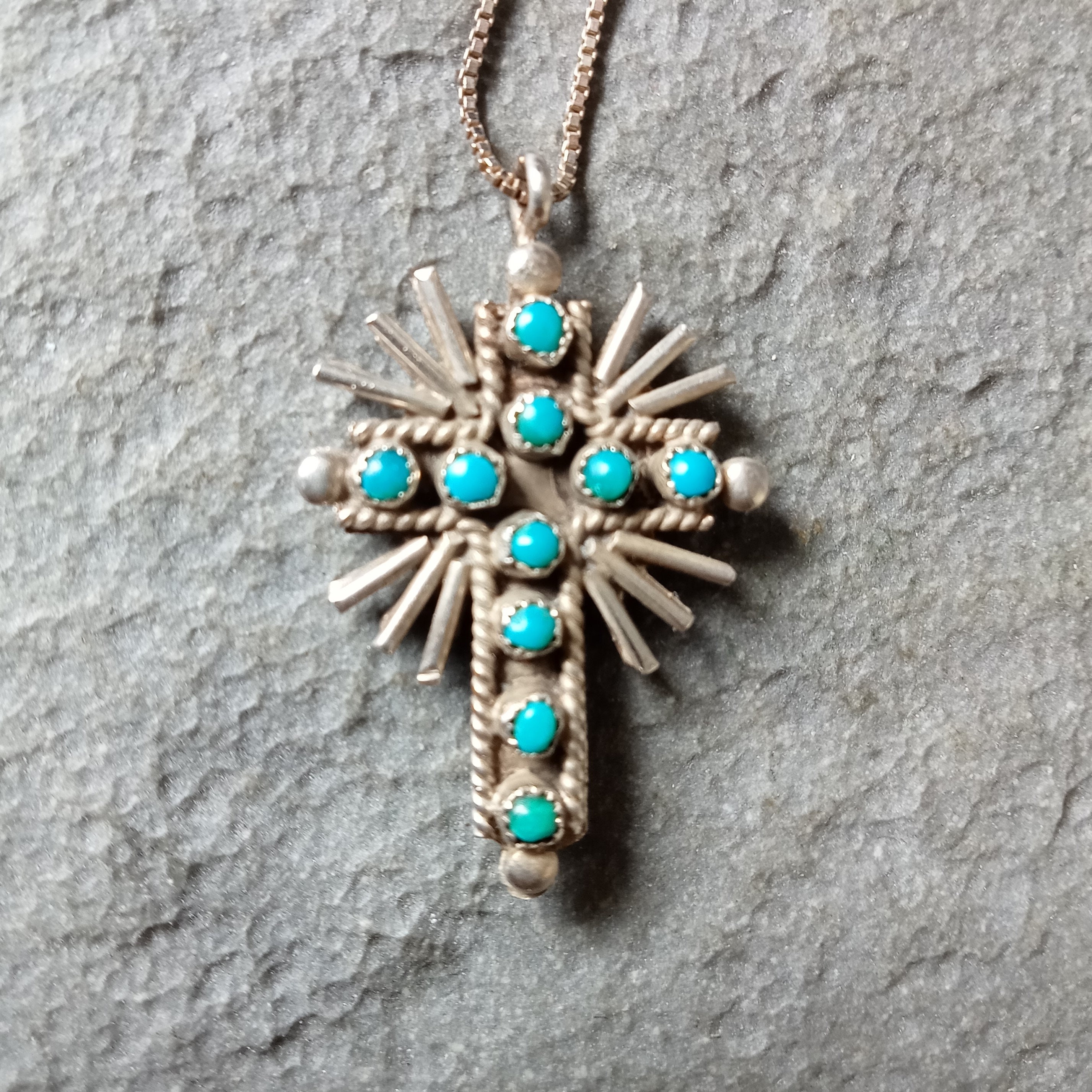 Vintage Zuni Style Unmarked Native American Turquoise Coral & Sterling ...