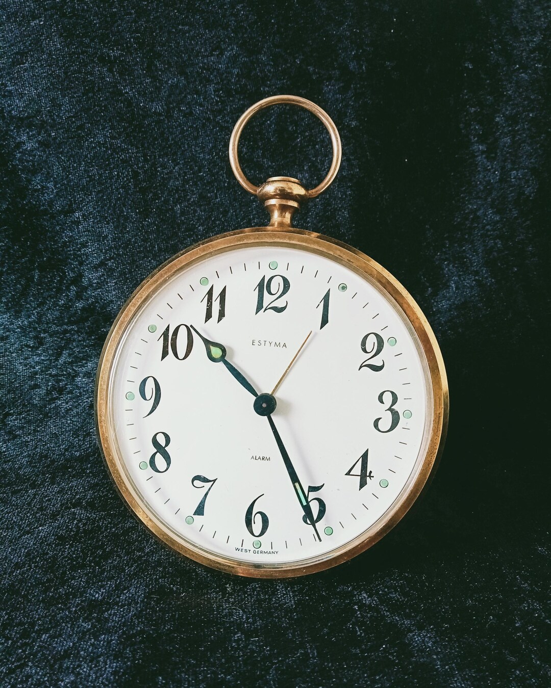 Vintage Estyma Brass Wind-up Desk Table Clock With Alarm Made in West ...