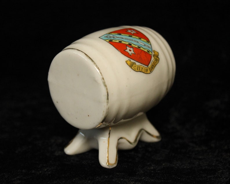 Antique Crested China Barrel City of Bangor Coat of Arms Milton China ...