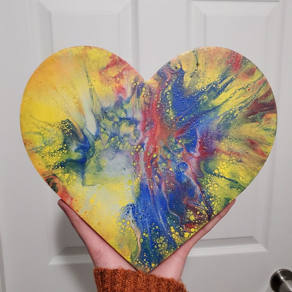 Painted Wooden Heart - Etsy