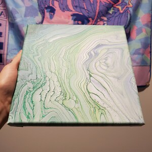 Paint Pour Art Fluid Art Painting on Stretched Canvas - 8x8" - Etsy