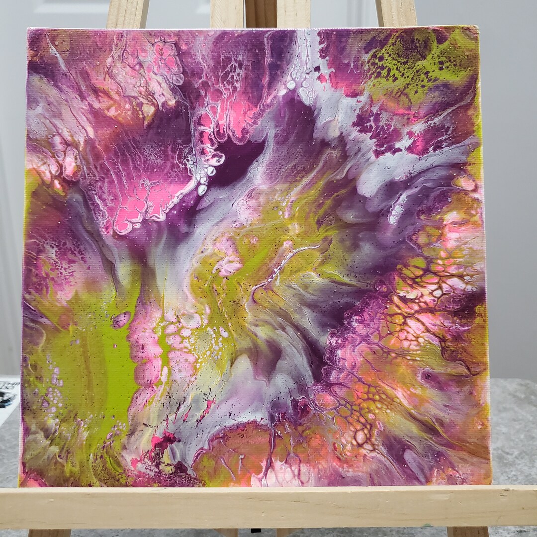 Fluid Art Paint Pour on Canvas Panel 5x5 - Etsy