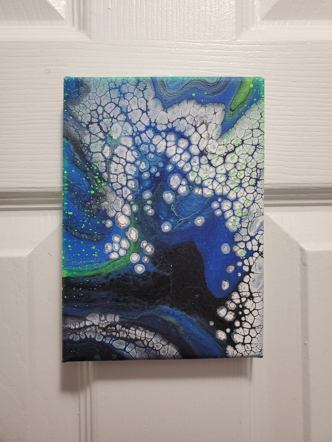 Fluid Art Paint Pour Art Painting on Stretched Canvas - 5x7" *PLEASE ...