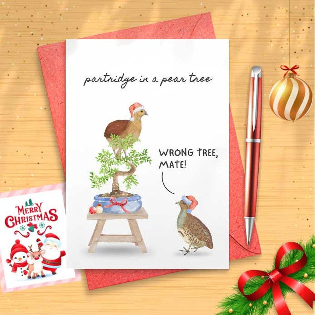 Partridge Christmas Card Bird Holiday Card Merry Christmas Card CR - Etsy