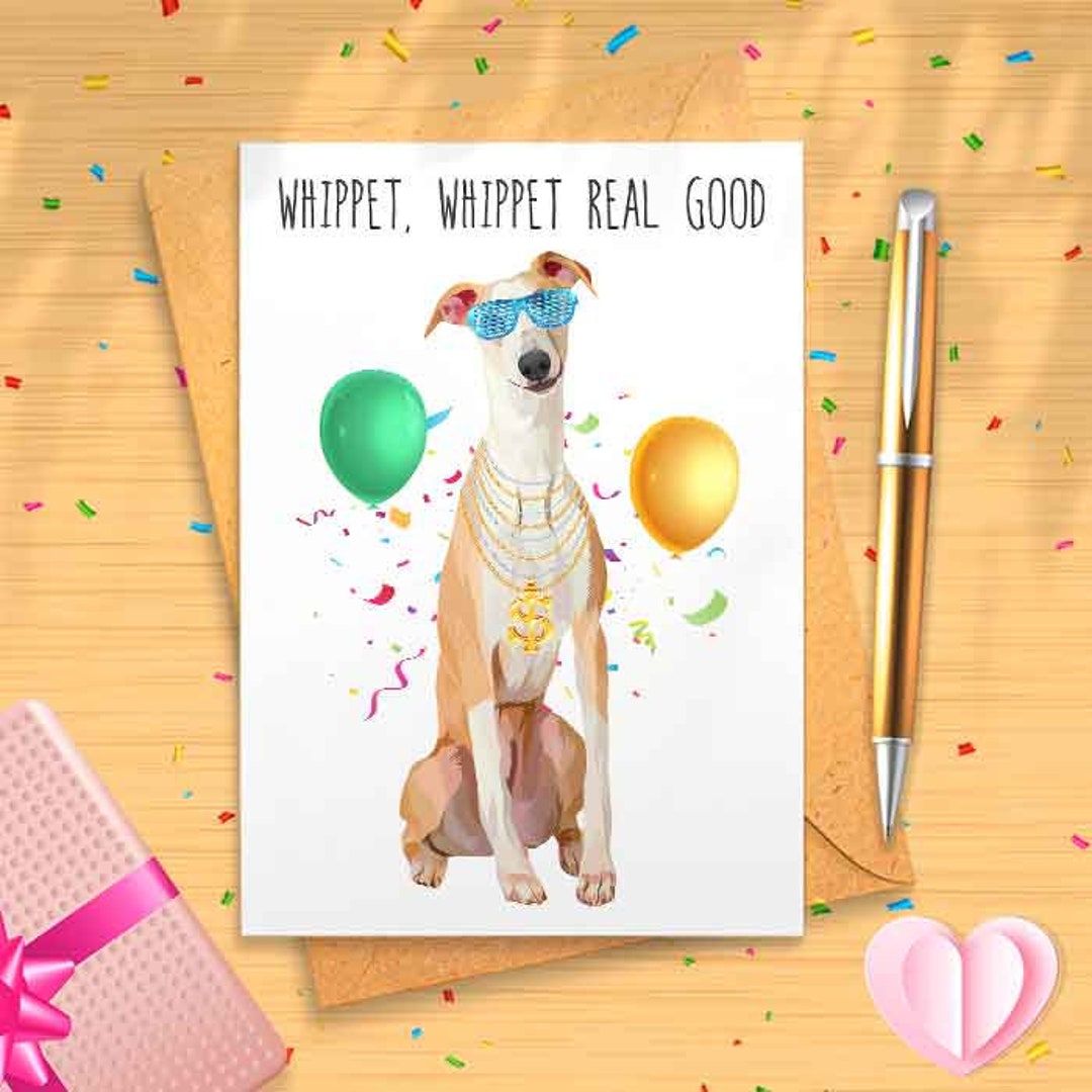 Whippet Birthday Card - Dog Birthday Card, Dog Walker Gift, Whippet ...